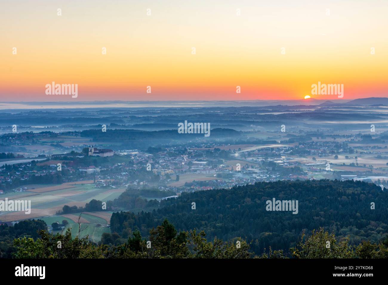 Stainz: view from observation tower Stainzer Warte to Stainz with ...