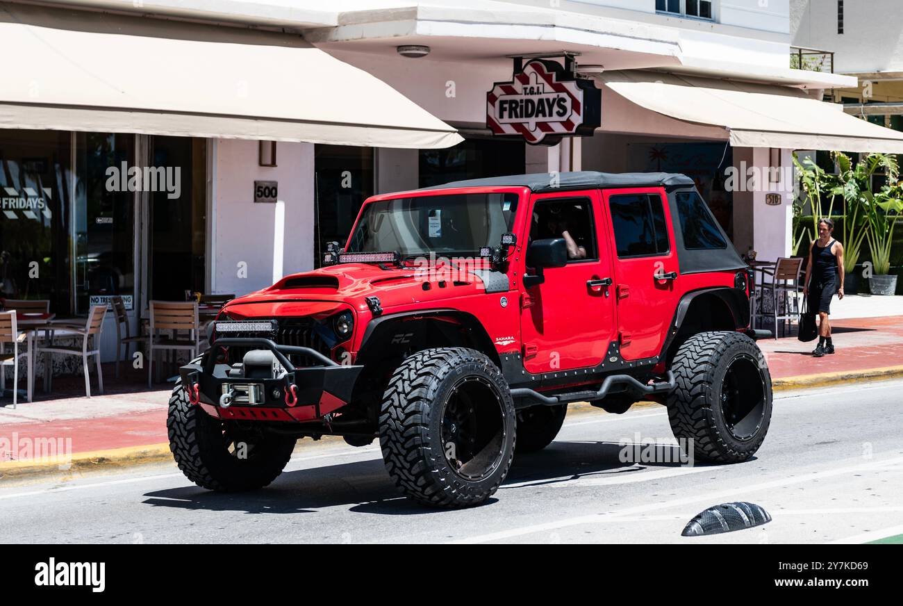 Miami Beach, Florida USA - June 92024: 2018 Jeep Wrangler JK 4x4 awd ...