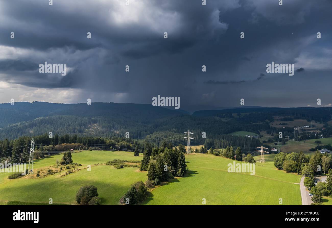 Grafenhausen, Germany, 1st Sept 2024: A violent thunderstorm cell moves ... Grafenhausen, Germany, 1st Sept 2024: A violent thunderstorm cell moves ...