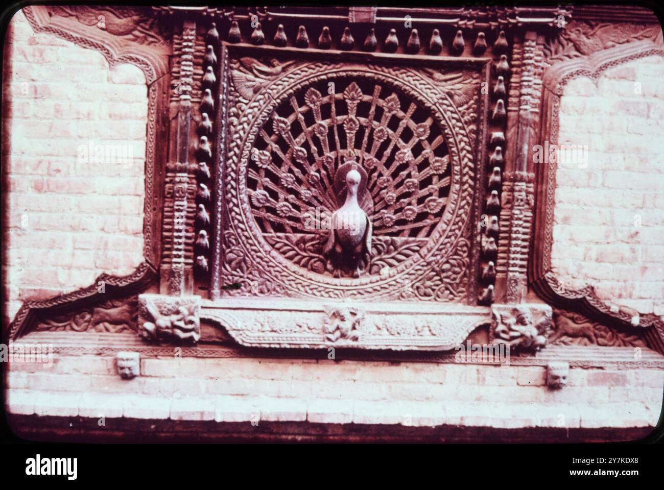 The Famous Carved Wooden Peacock Window in Bhaktapur Nepal Stock Photo ...