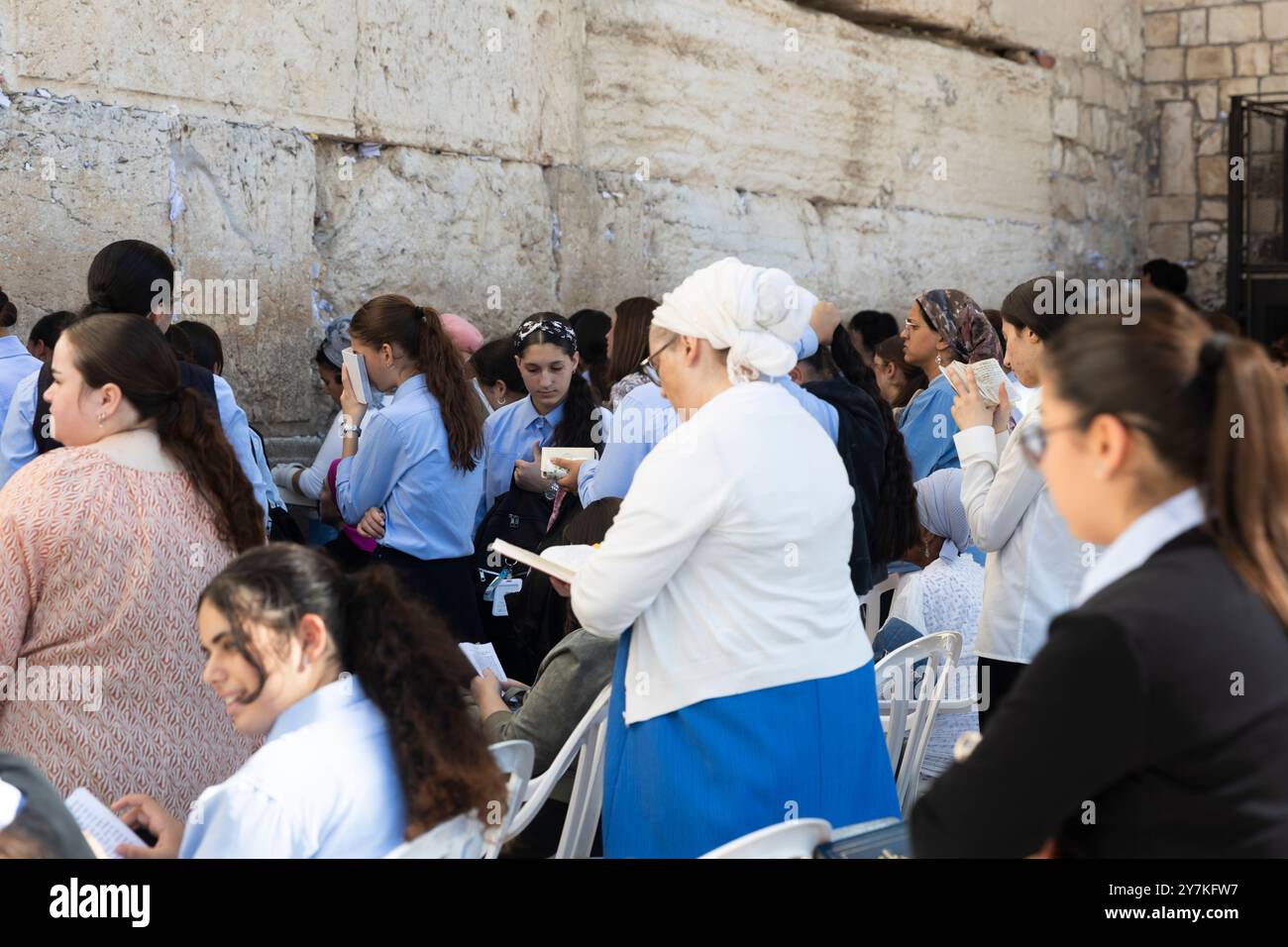 JERUSALEM, ISRAEL - September 27, 2024. Girls from an Orthodox Hasidic ...