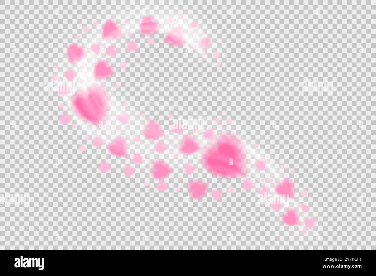 Heart trail wind on transparent background. Particles flying. Love ...