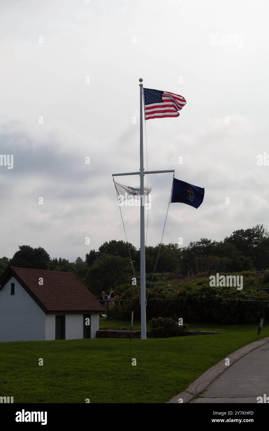 Flags at Fort Williams, Maine Stock Photo - Alamy