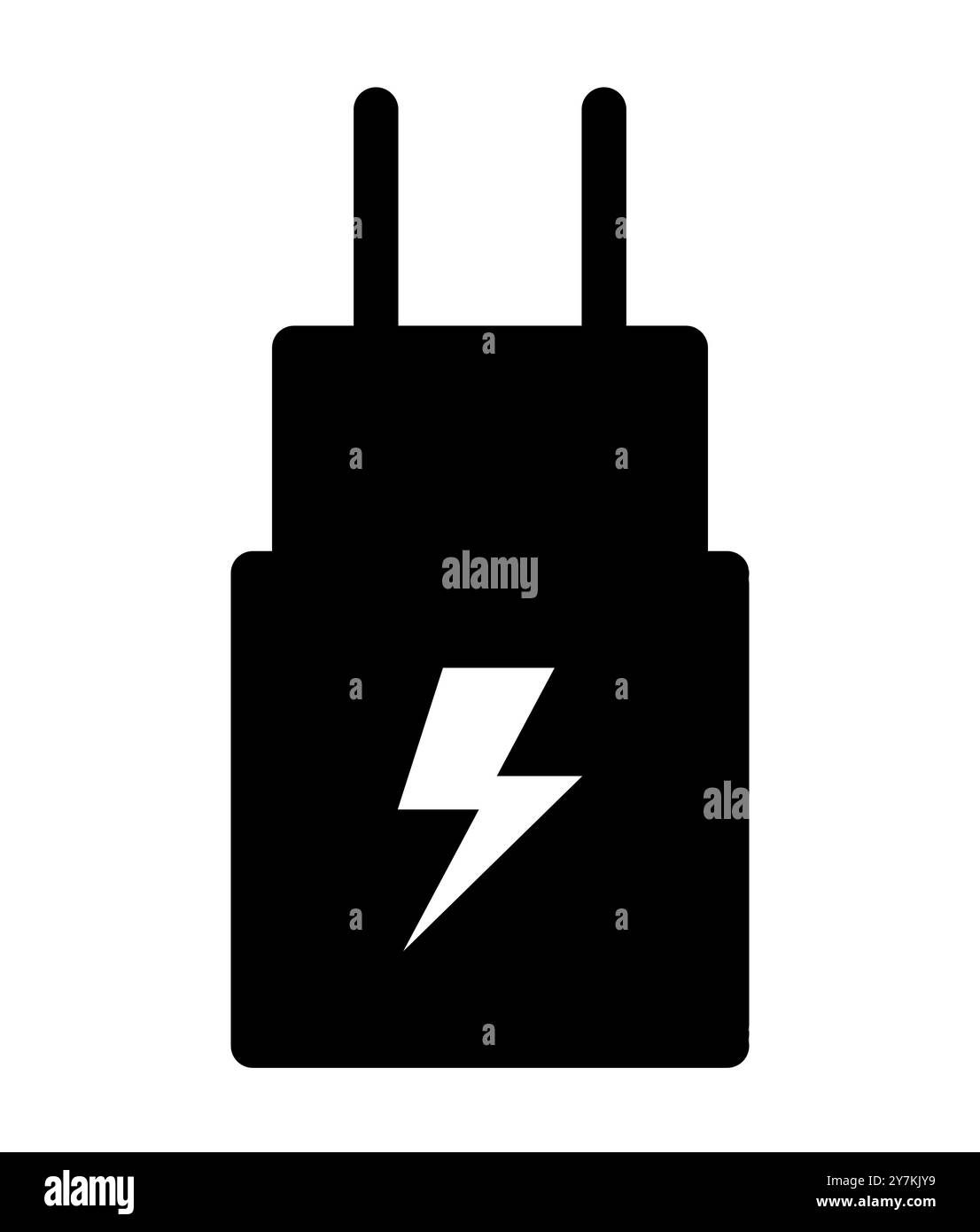charger adapter icon silhouette shape, simple black and white vector ...