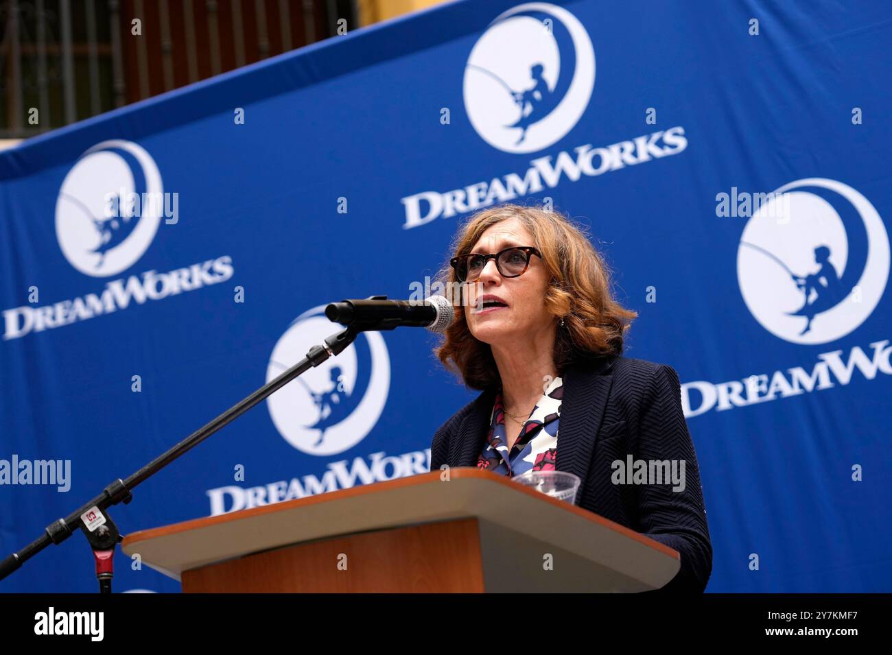 Margie Cohn, president of DreamWorks Animation, addresses employees ...