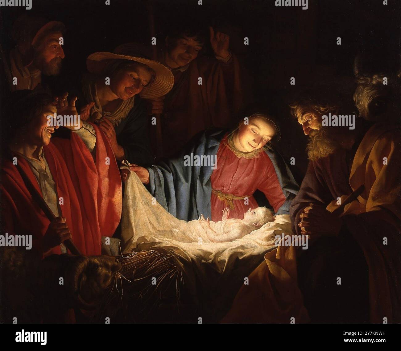 ADORATION OF THE SHEPHERDS by Gerard van Honthorst, 1622 Stock Photo ...