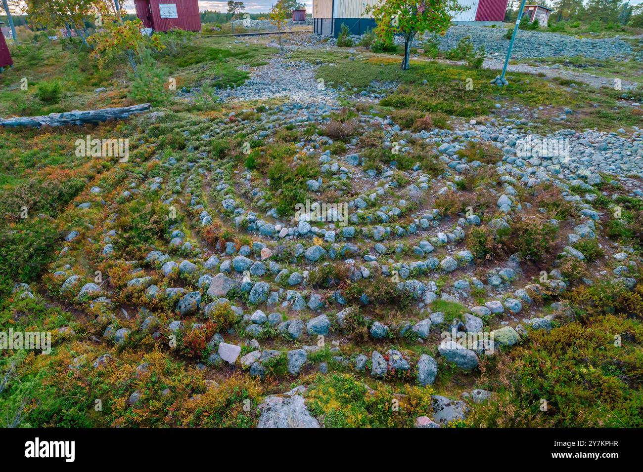 Ancient stone labyrinth on rocky landscape Stock Photo - Alamy