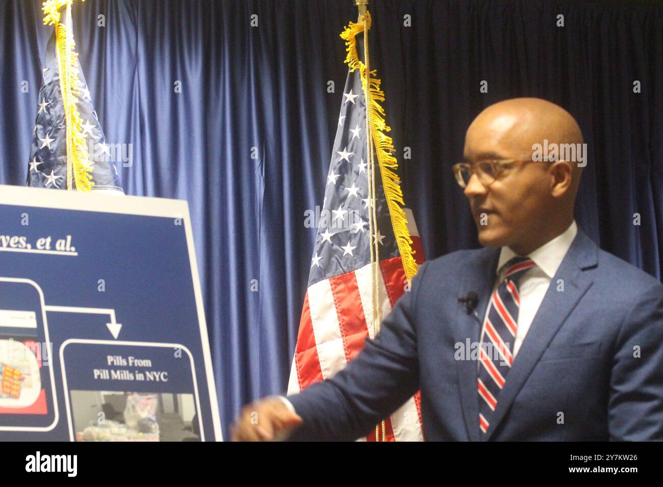 New York, USA. 30th Sep, 2024. US Attorney Damian Williams speak about ...