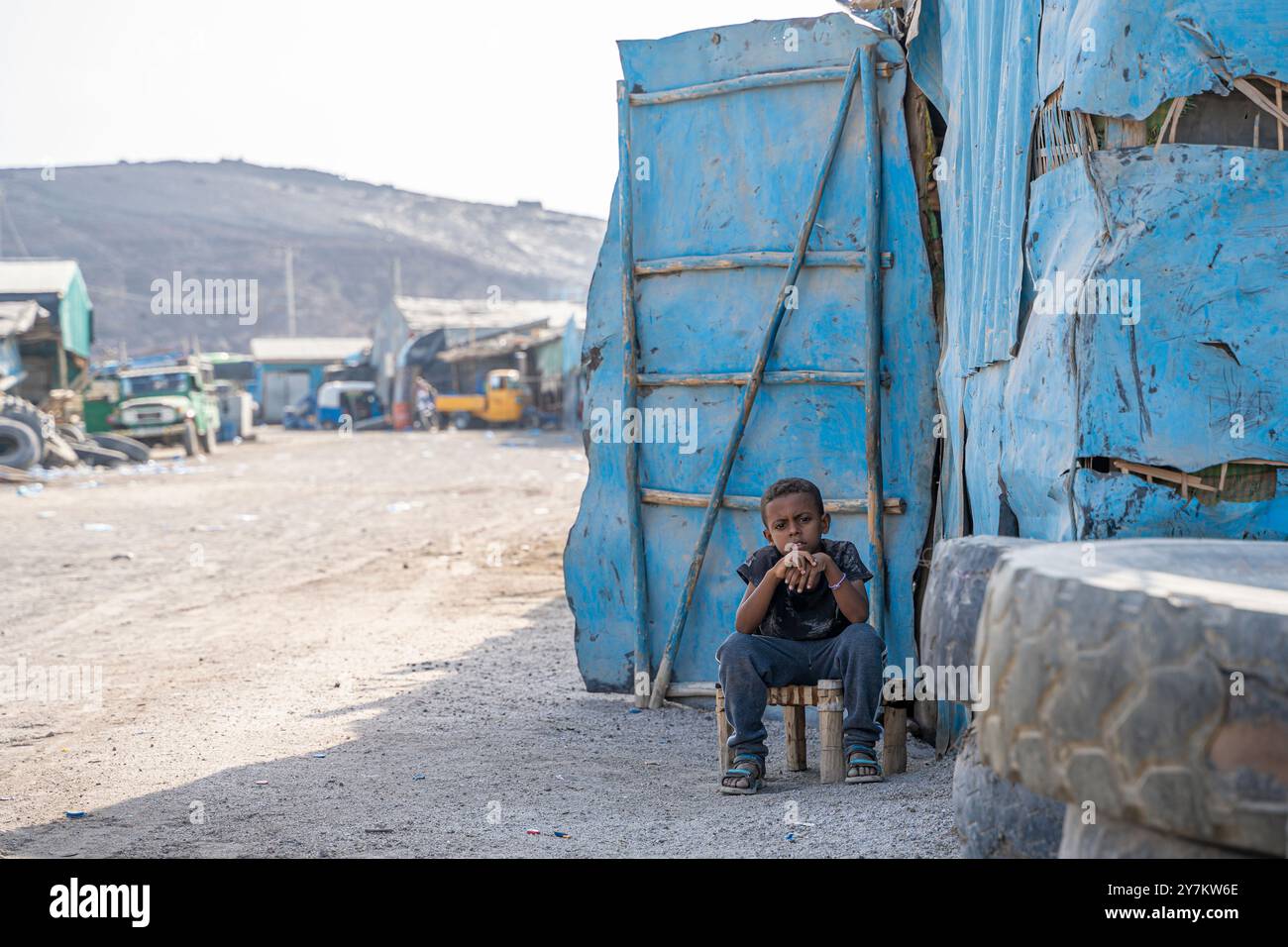 Afar tribe people in Berhale village, street scene, Ethiopia, Africa ...