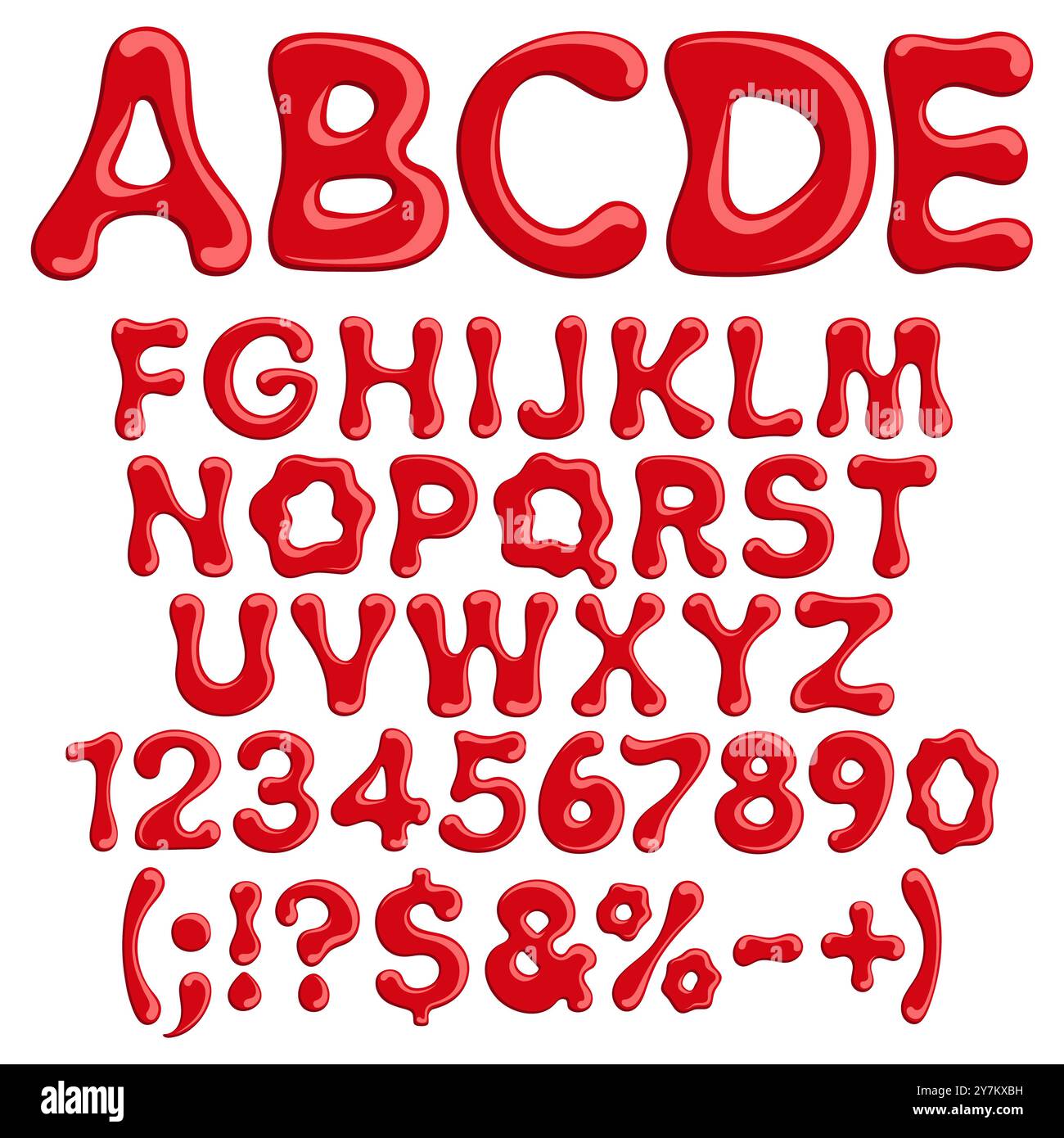 Font, letters numbers and symbols of blood for halloween. Isolated ...