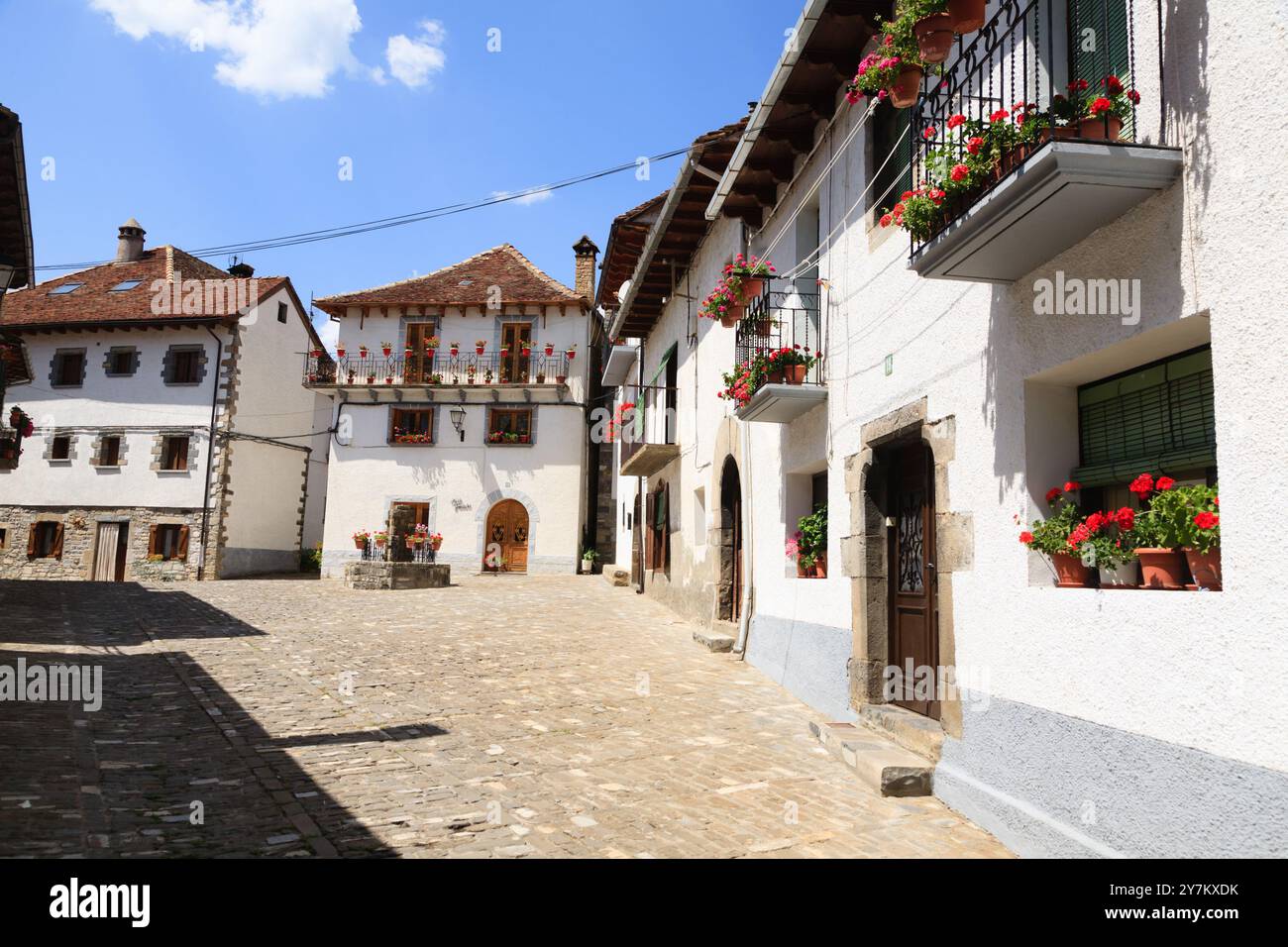 Old town of the beautiful village of Anso, Huesca, Spain. Pyrenees ...