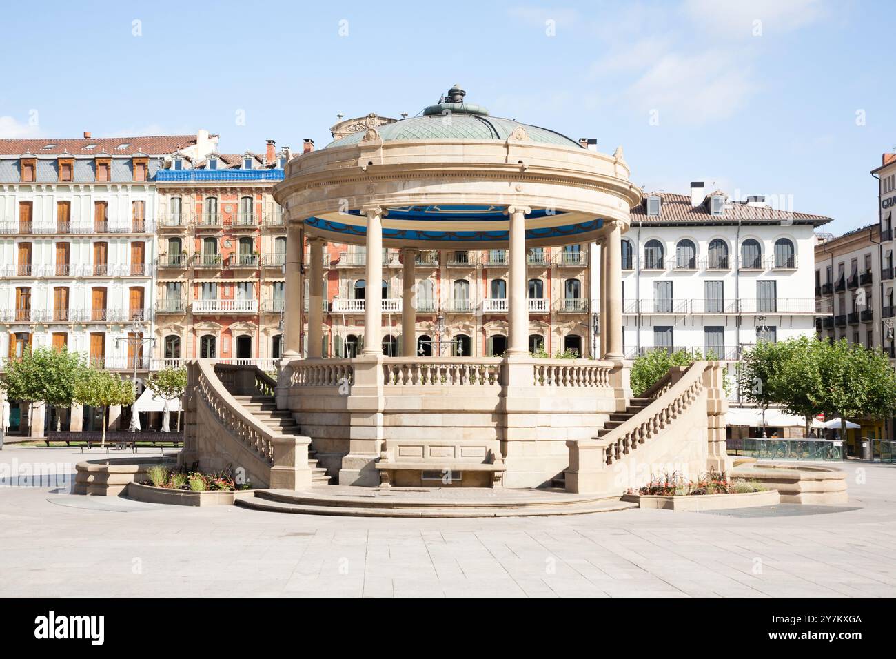 Pamplona city center, Castle plaza view, Spain. Pampeluna landmark ...