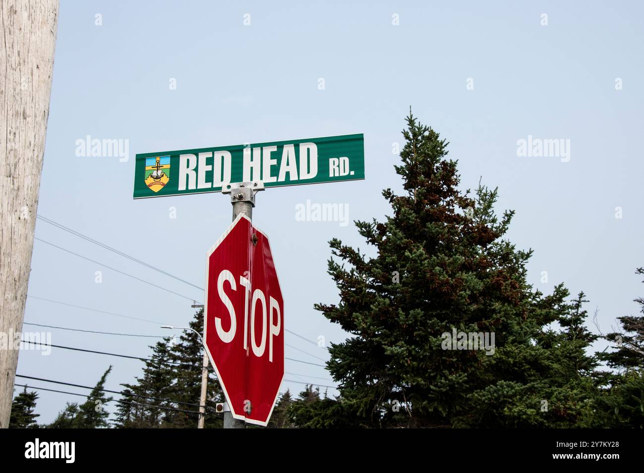 Red Head Road and stop signs in Flat Rock, Newfoundland & Labrador ...