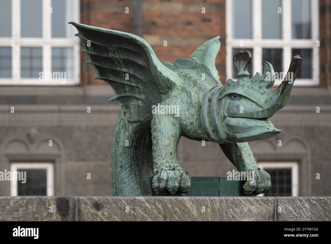 Dragon, bronze statue, Radhus, City Hall, Copenhagen, Denmark, Europe ...