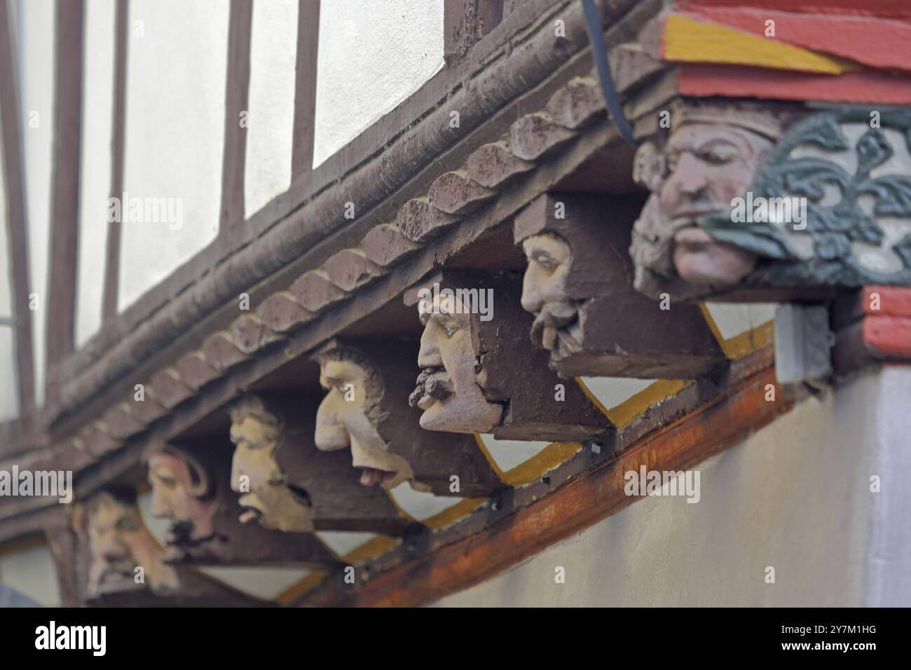 Seven envious heads on the historic House of the Seven Vices built in ...