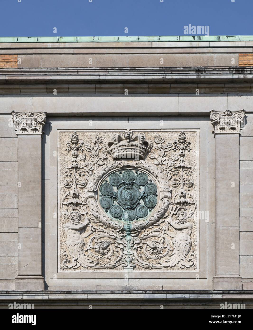 Stone relief with crown, exterior facade, State Museum of Art, Statens ...