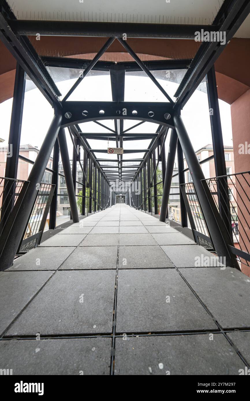 Modern steel bridge in an urban area, University of Stuttgart, Germany ...