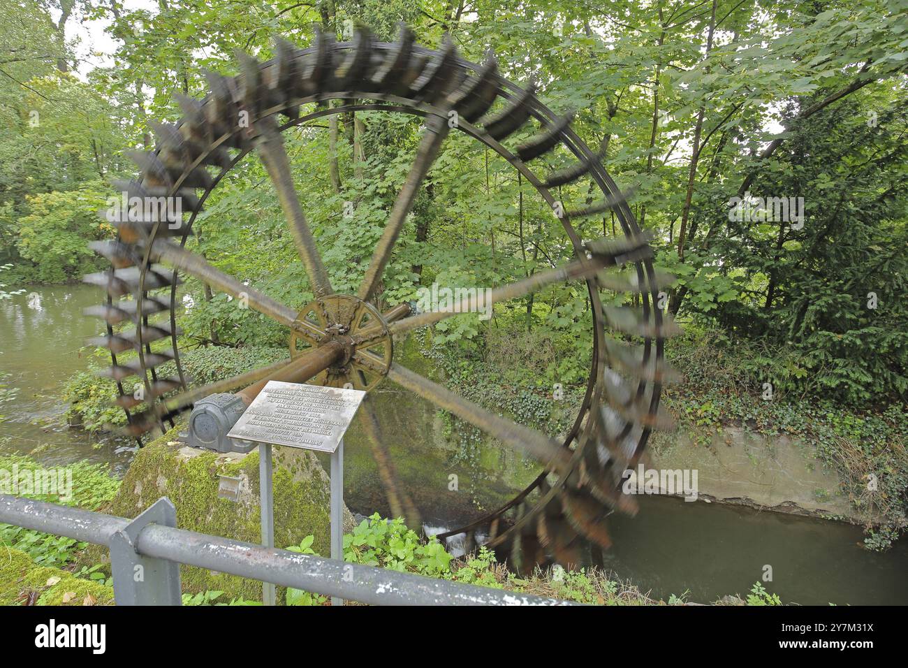 Water wheel of the historic colour mill, mill wheel, paddle wheel ...