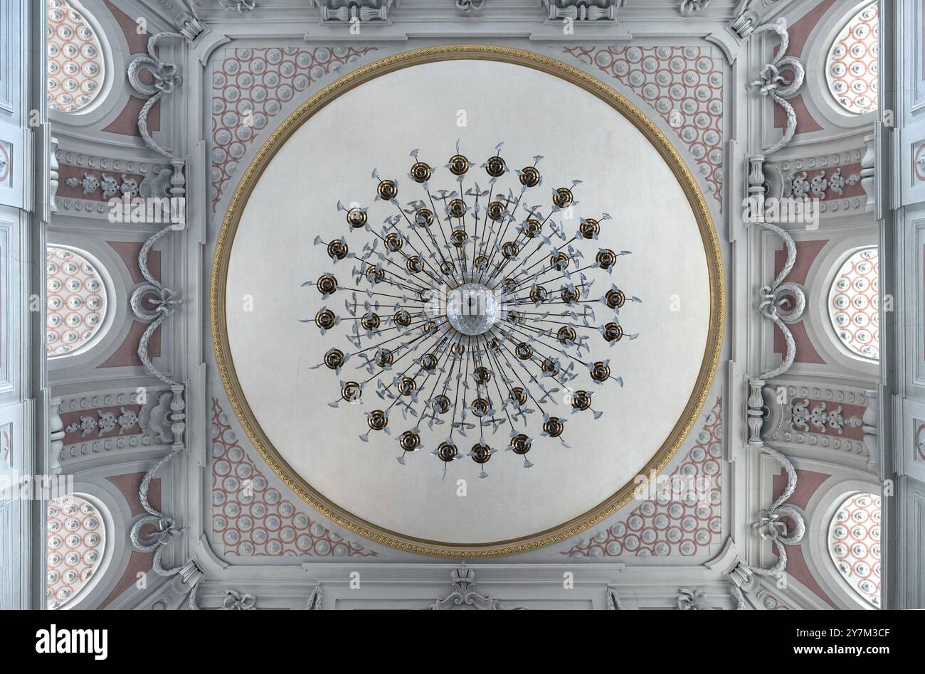 Vaulted dome with chandelier of St James' Church, built 1772-1775, Bad ...