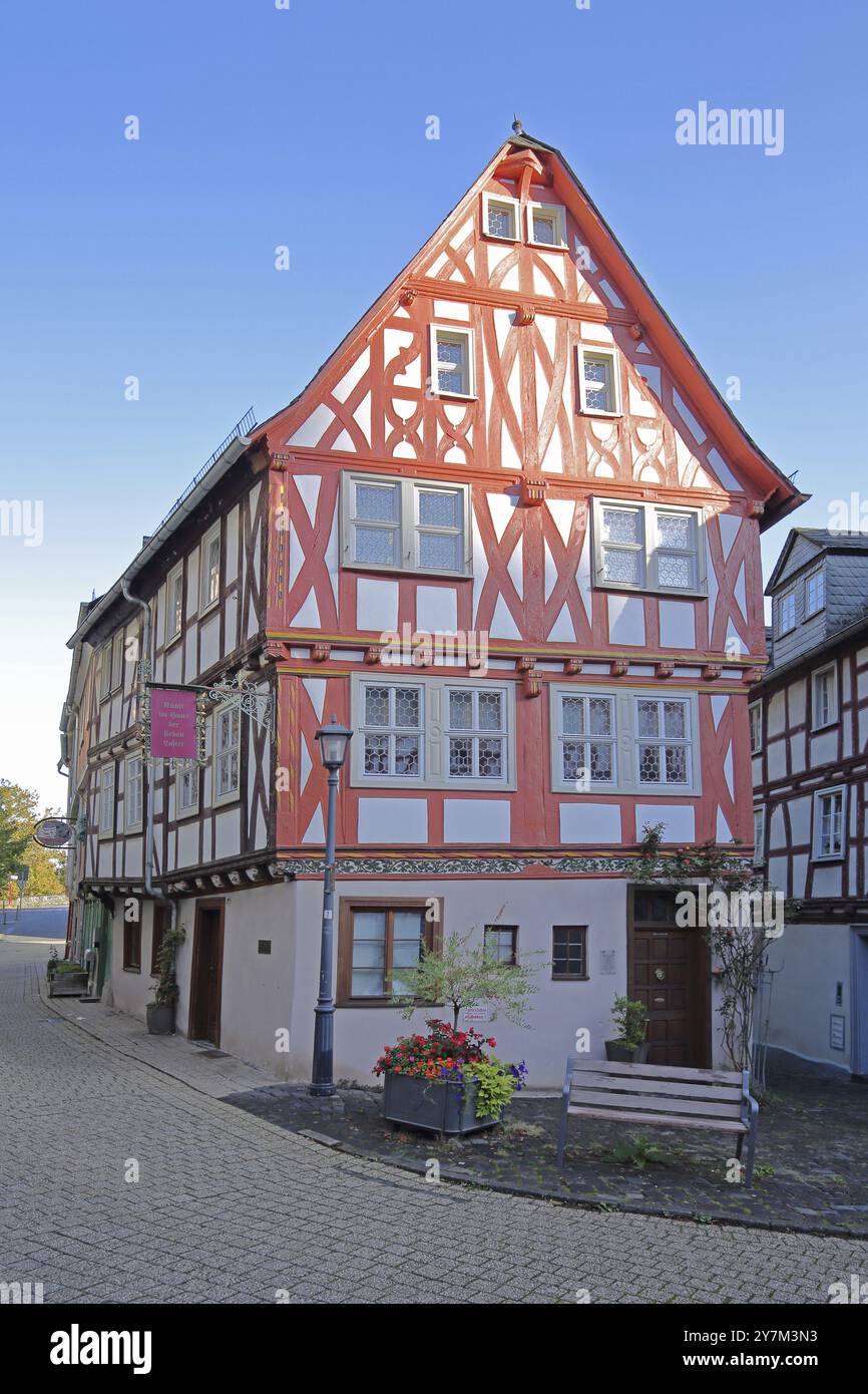 Historic half-timbered house built in 1567, House of the Seven Vices ...