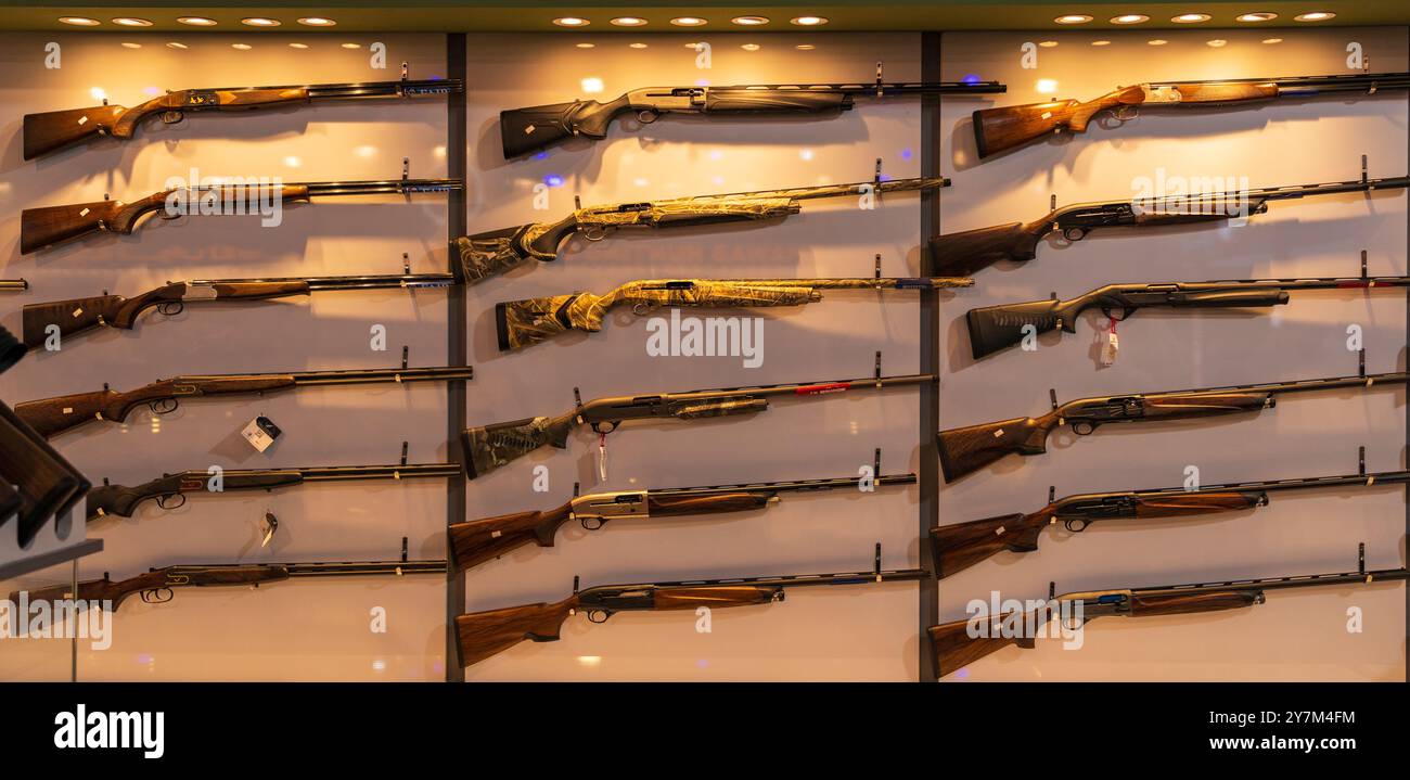 Doha, Qatar, September 27, 2024: A selection of air rifle guns ...