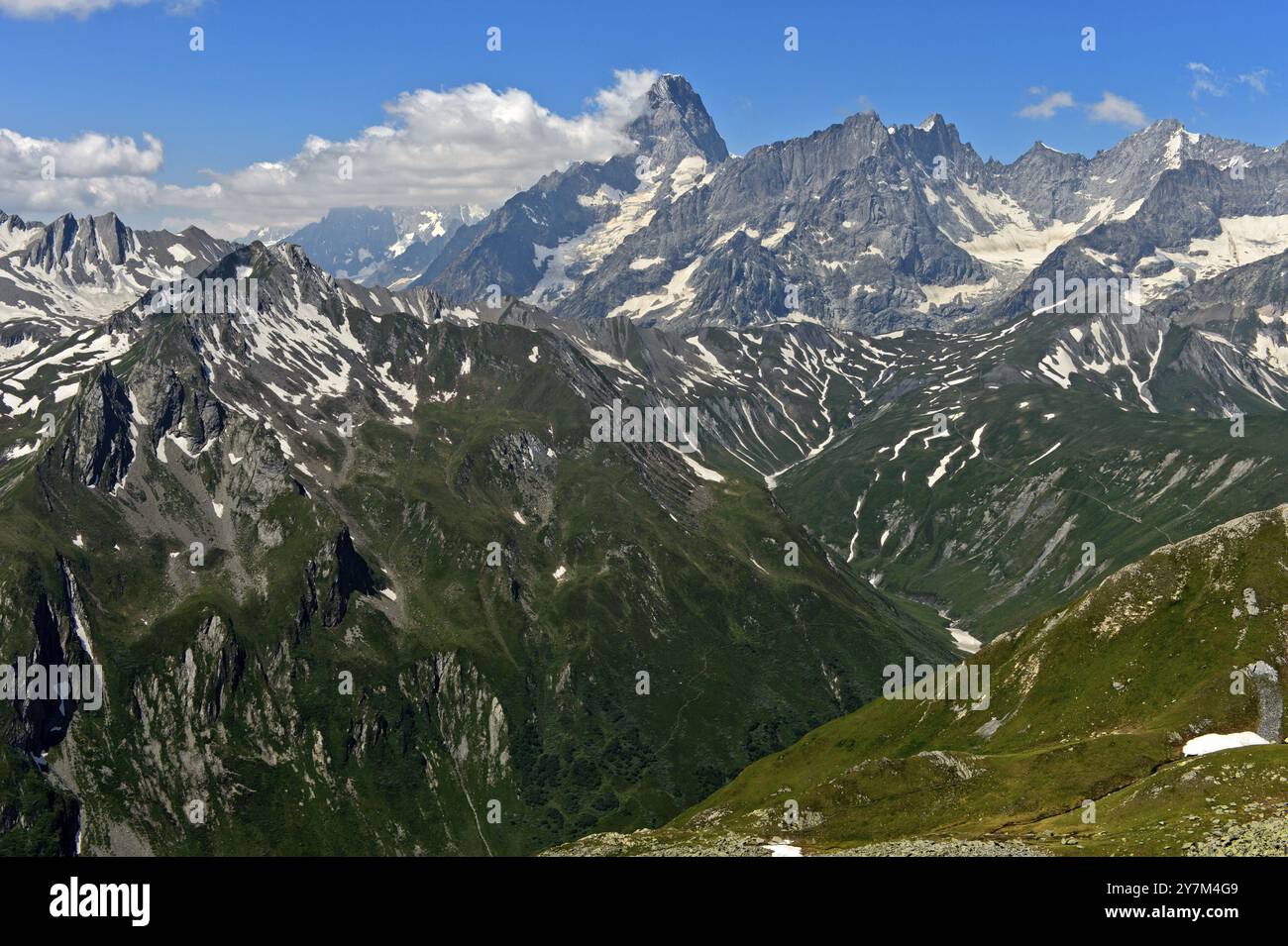 Mountain world of the Savoy Alps with the Grandes Jorasses massif ...