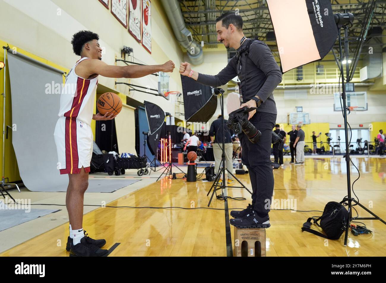 Miami Heat guard Zyon Pullin, left, fist bumps Miami Herald ...