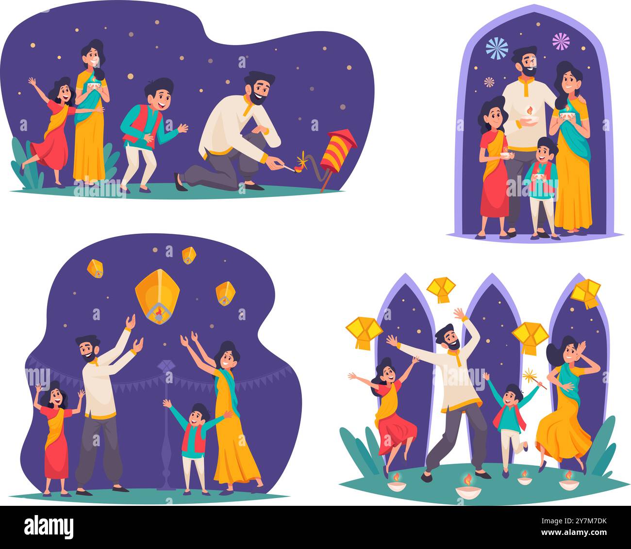 Diwali. Traditional indian characters celebrate diwali festival of ...