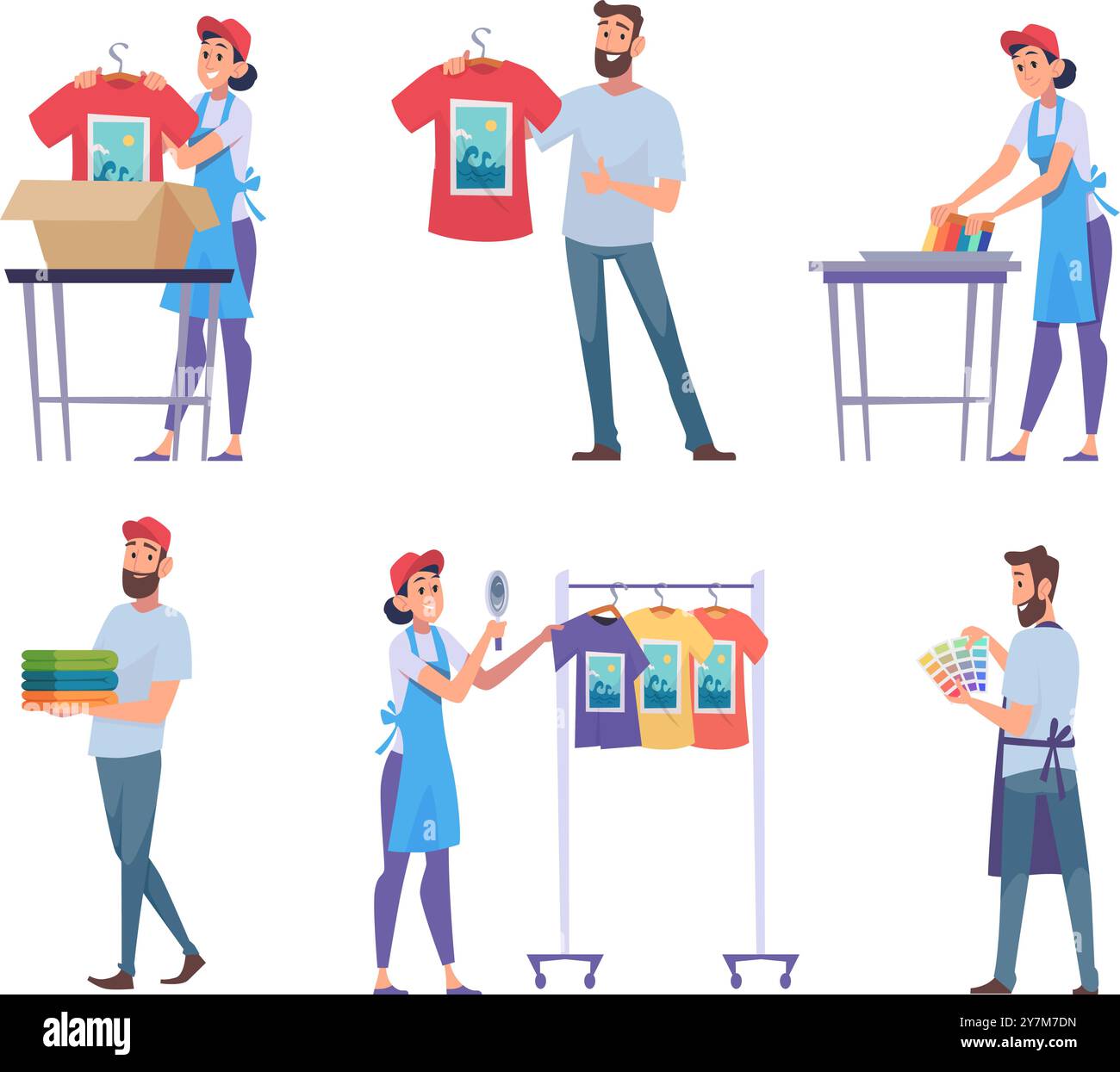 Screen printing. Silk screen professional workers in print house ...