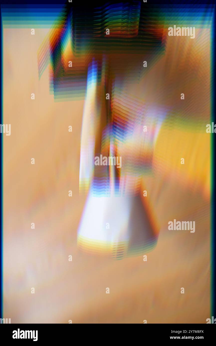 Abstract image with distorted colors and pixelation effect, creating a ...