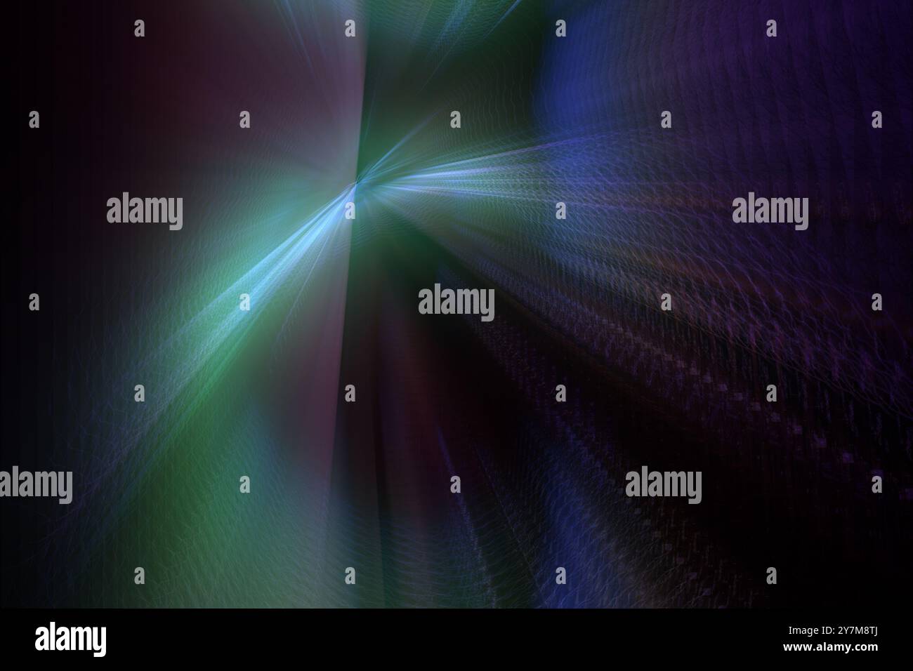 Vibrant abstract light beams radiate from a central point, creating a ...