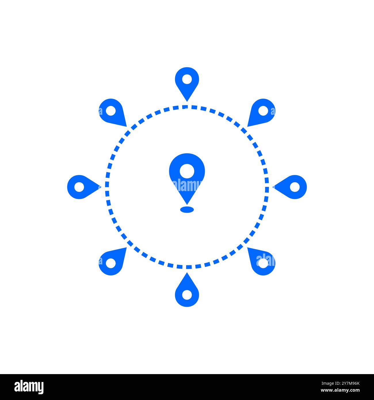 Global search GPS location vector with circle and location map pins ...