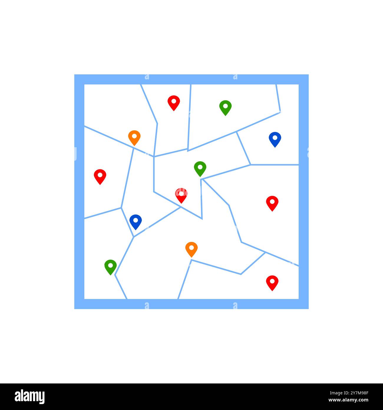 Map location tracker dashboard vector with locations pin icons. City street road with pins on ...