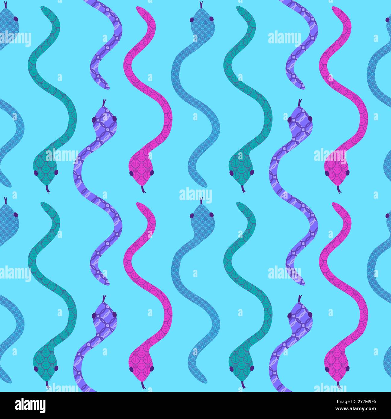 Summer cartoon animals seamless snake pattern for wrapping paper and ...