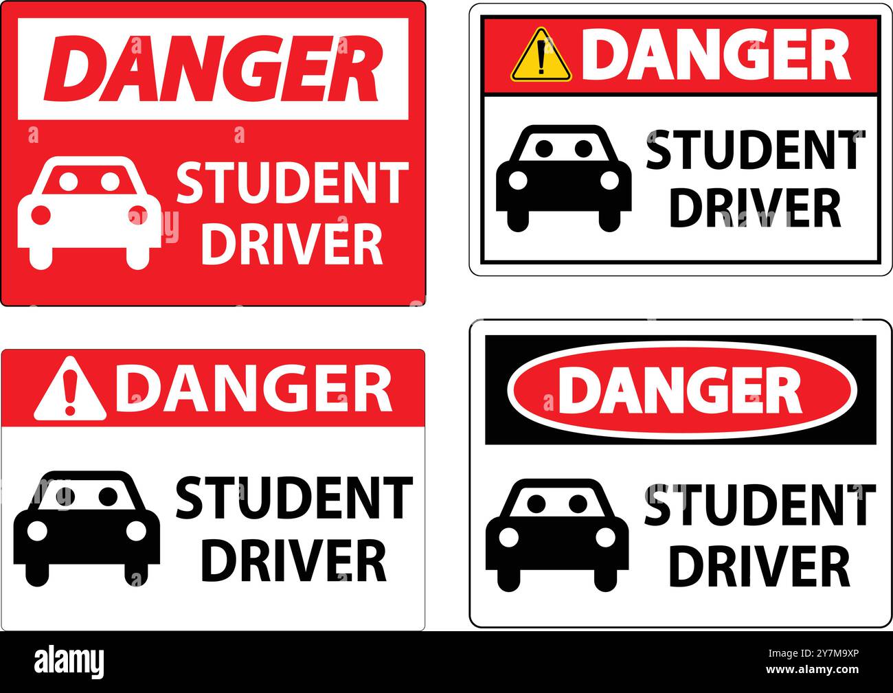 Danger Sign, Student Driver Sign Stock Vector Image & Art - Alamy