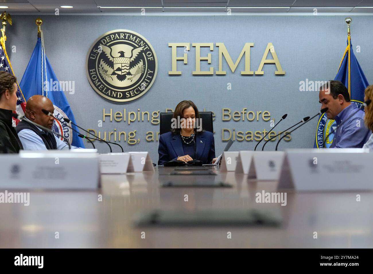 Democratic presidential nominee Vice President Kamala Harris attends a ...