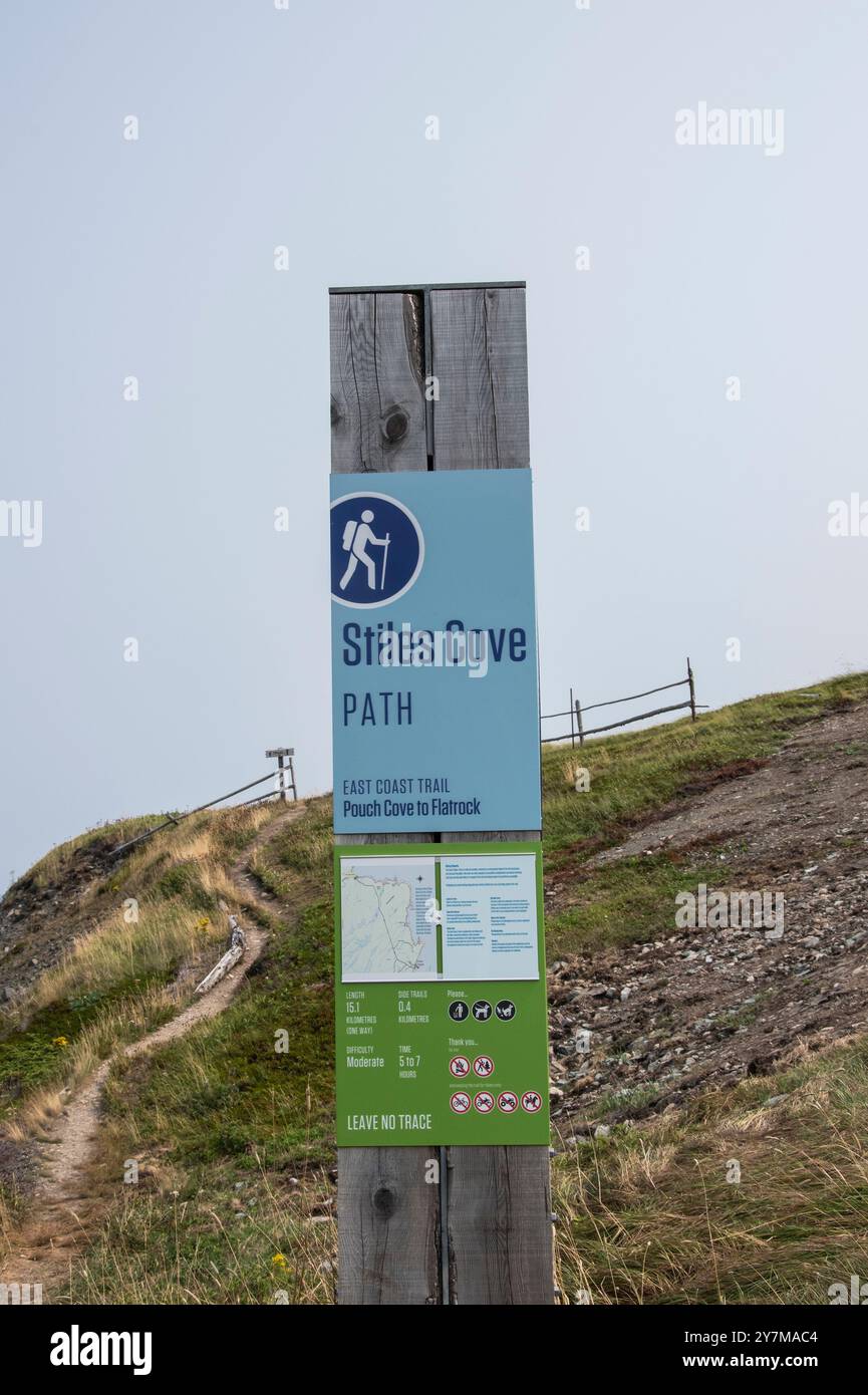 East Coast Trail Stiles Cove Path sign in Pouch Cove, Newfoundland ...