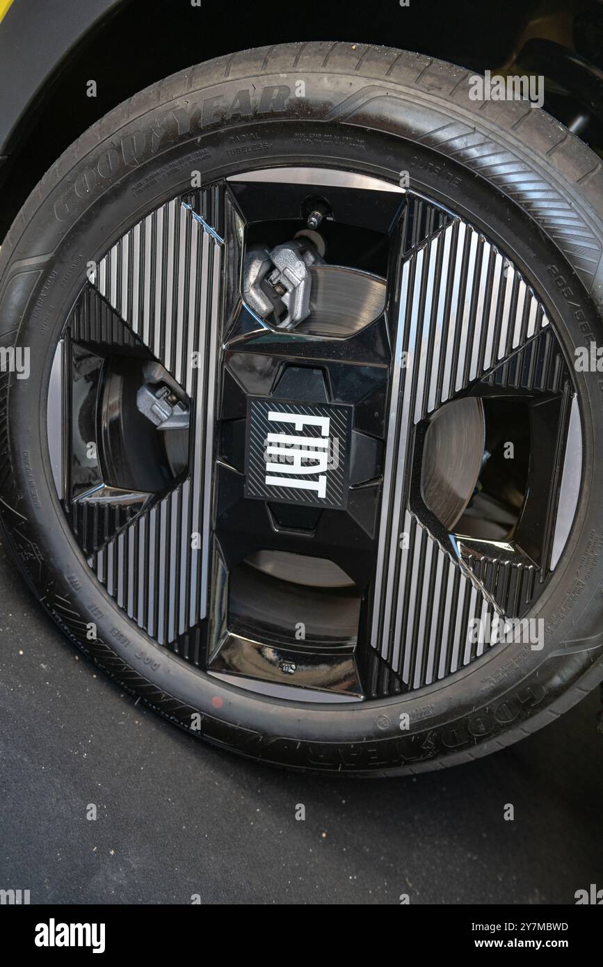 fiat stellantis brand, today is a historic Italian emblem, detail of ...