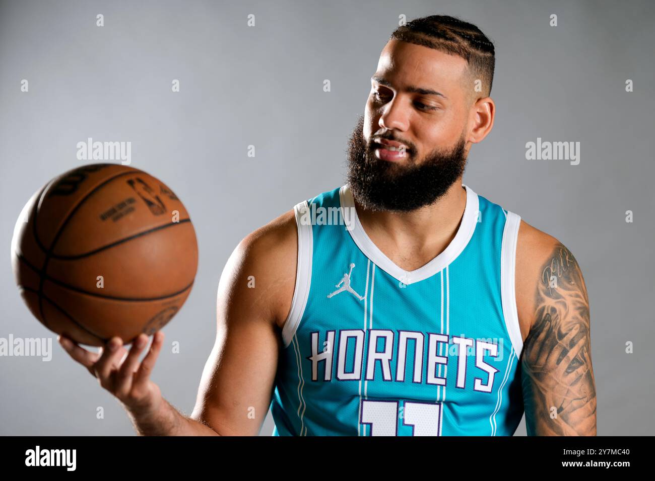 Charlotte Hornets' Josh Green poses during the NBA basketball team's media day, Monday, Sept. 30 ...