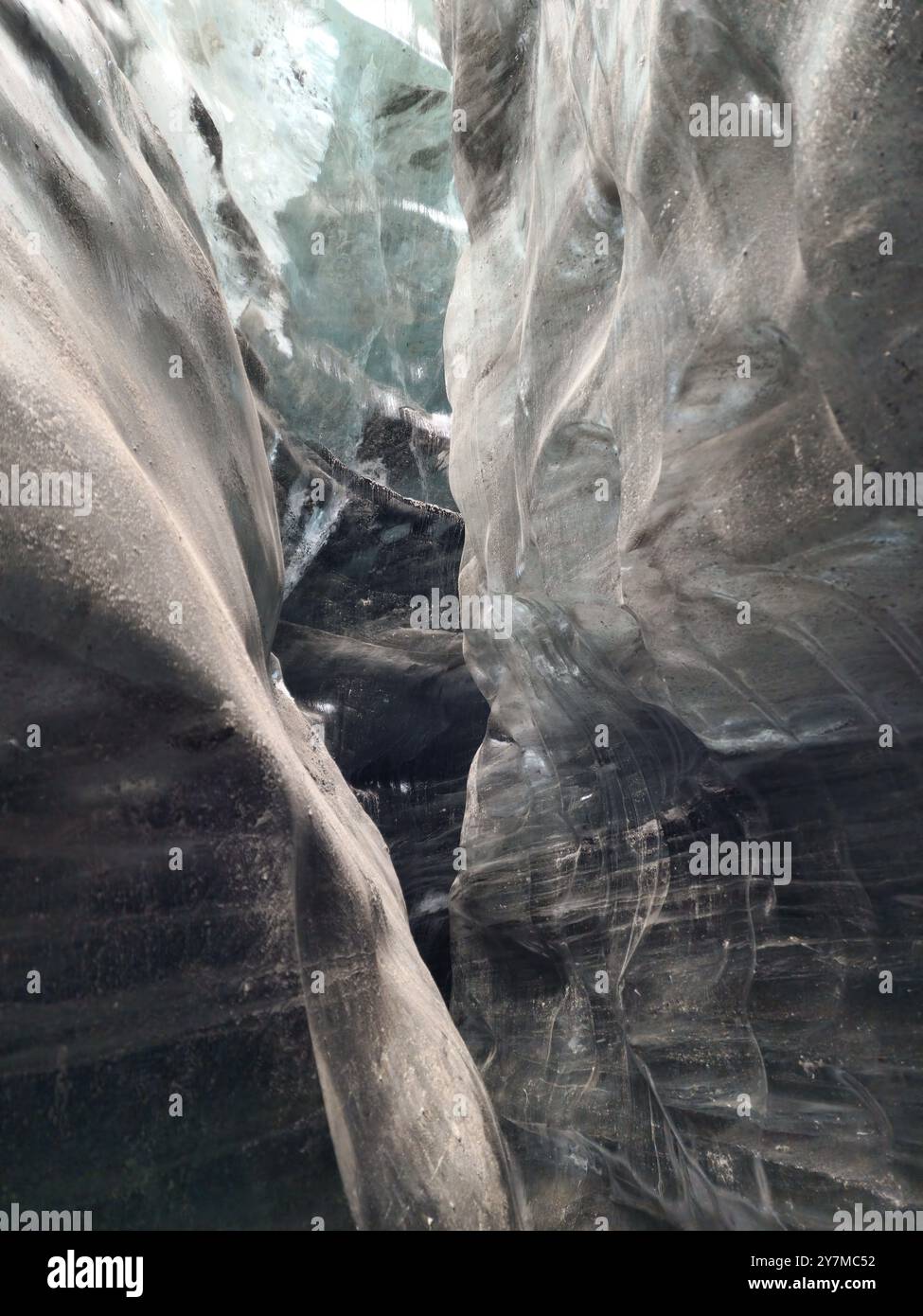 Icelandic Vatnajokull glacial cap with cracked clear frozen blocks and ...