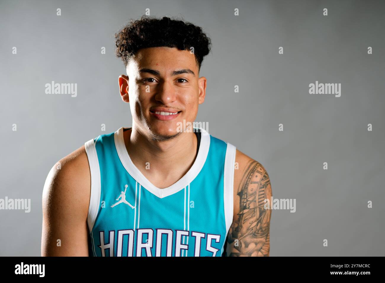 Charlotte Hornets' KJ Simpson poses during the NBA basketball team's ...