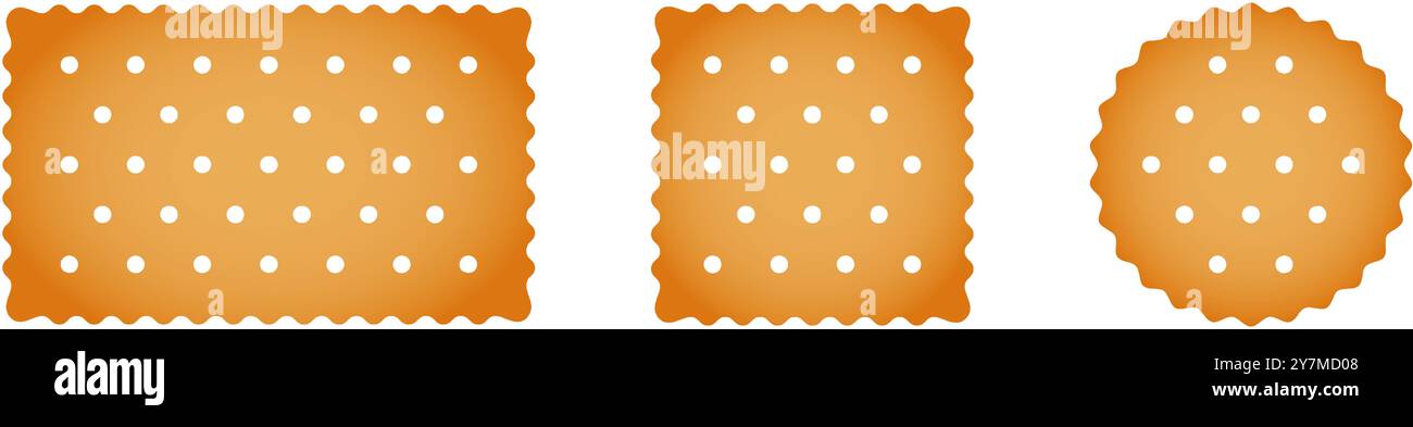 Set of crackers. Sweet or salty biscuit cookies in round, square and ...
