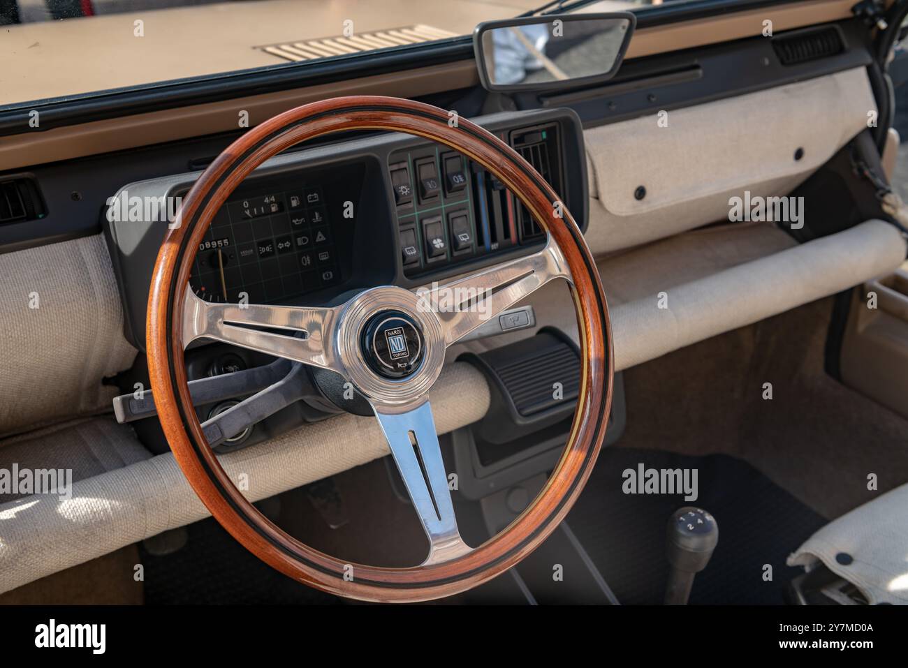 details fiat panda first model, interior from the cockpit, steering ...