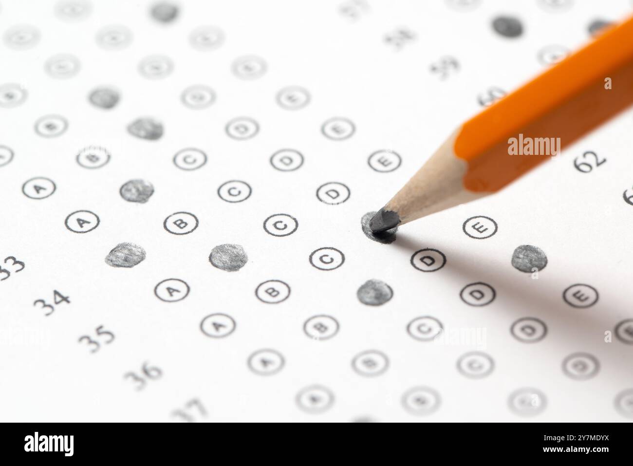 Pencil and multiple choice test sheet Stock Photo - Alamy