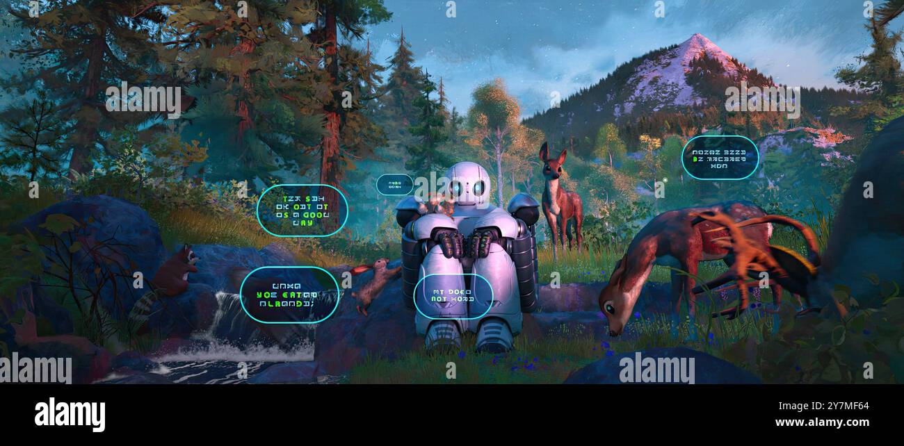 THE WILD ROBOT, Roz (center, voice: Lupita Nyong'o), 2024. © DreamWorks ...