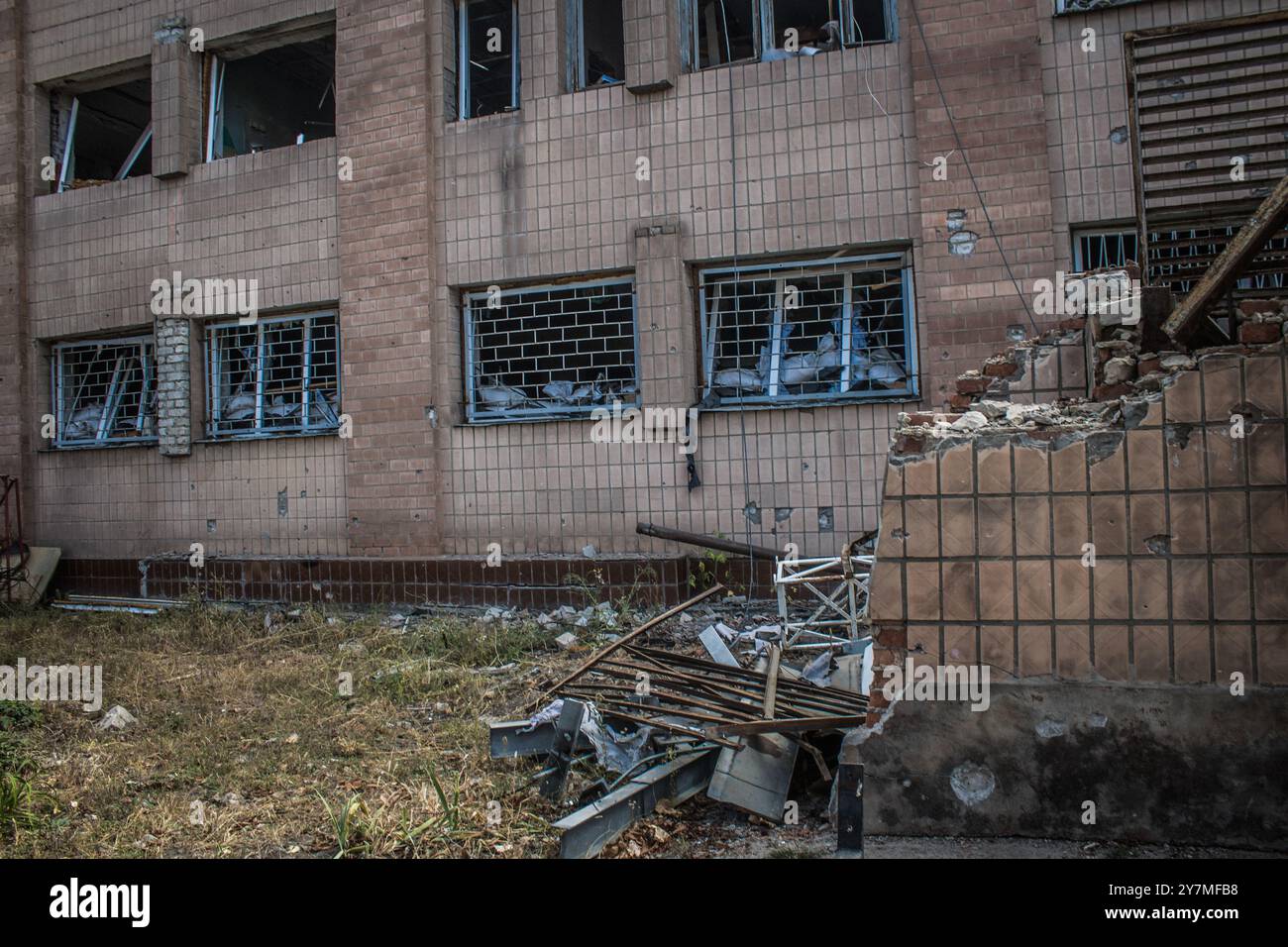 Borova, Ukraine, September 28, 2024 Cityscape of Borova. During the war ...