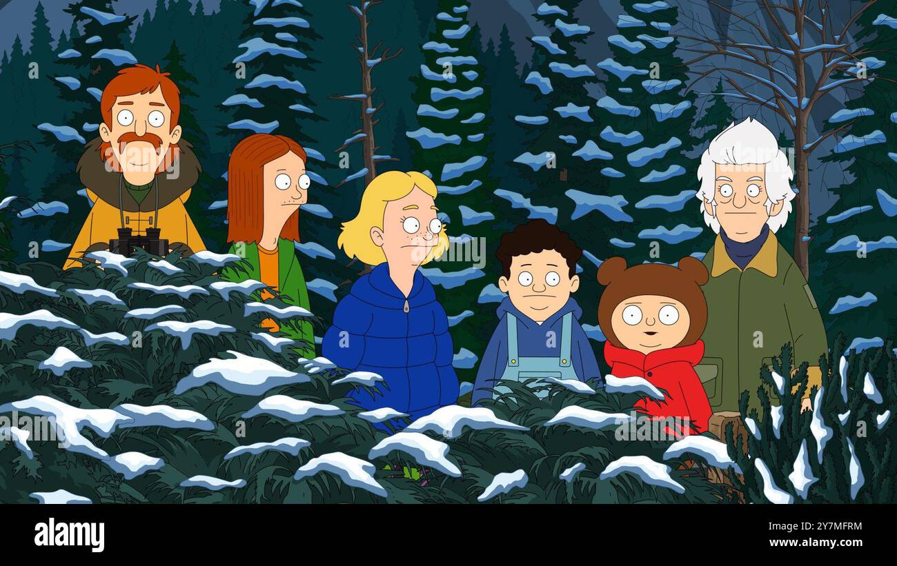 THE GREAT NORTH, Wolf Tobin (left, voice: Will Forte), Ham Tobin (green ...