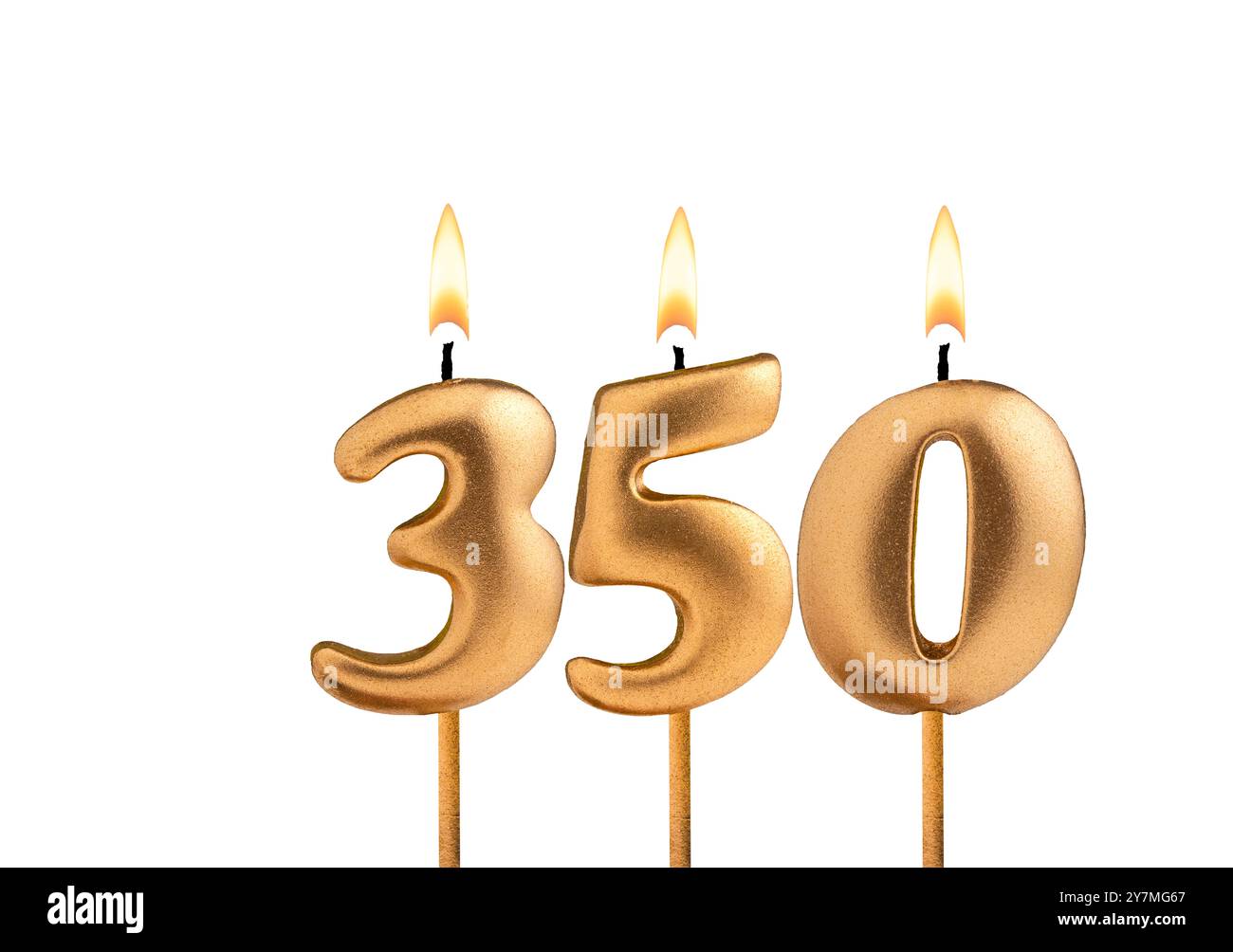 Birthday number 350 - Golden candle on white background Stock Photo - Alamy