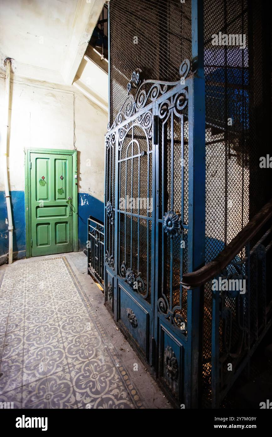 Old vintage rusty elevator gates in old mansion Stock Photo - Alamy