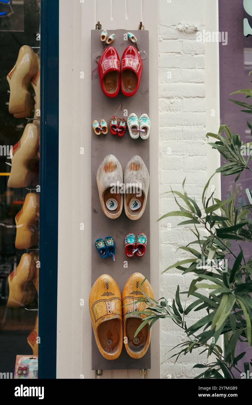 Gouda, Netherlands- 19 June 2024 ; Dutch clogs store with traditional ...